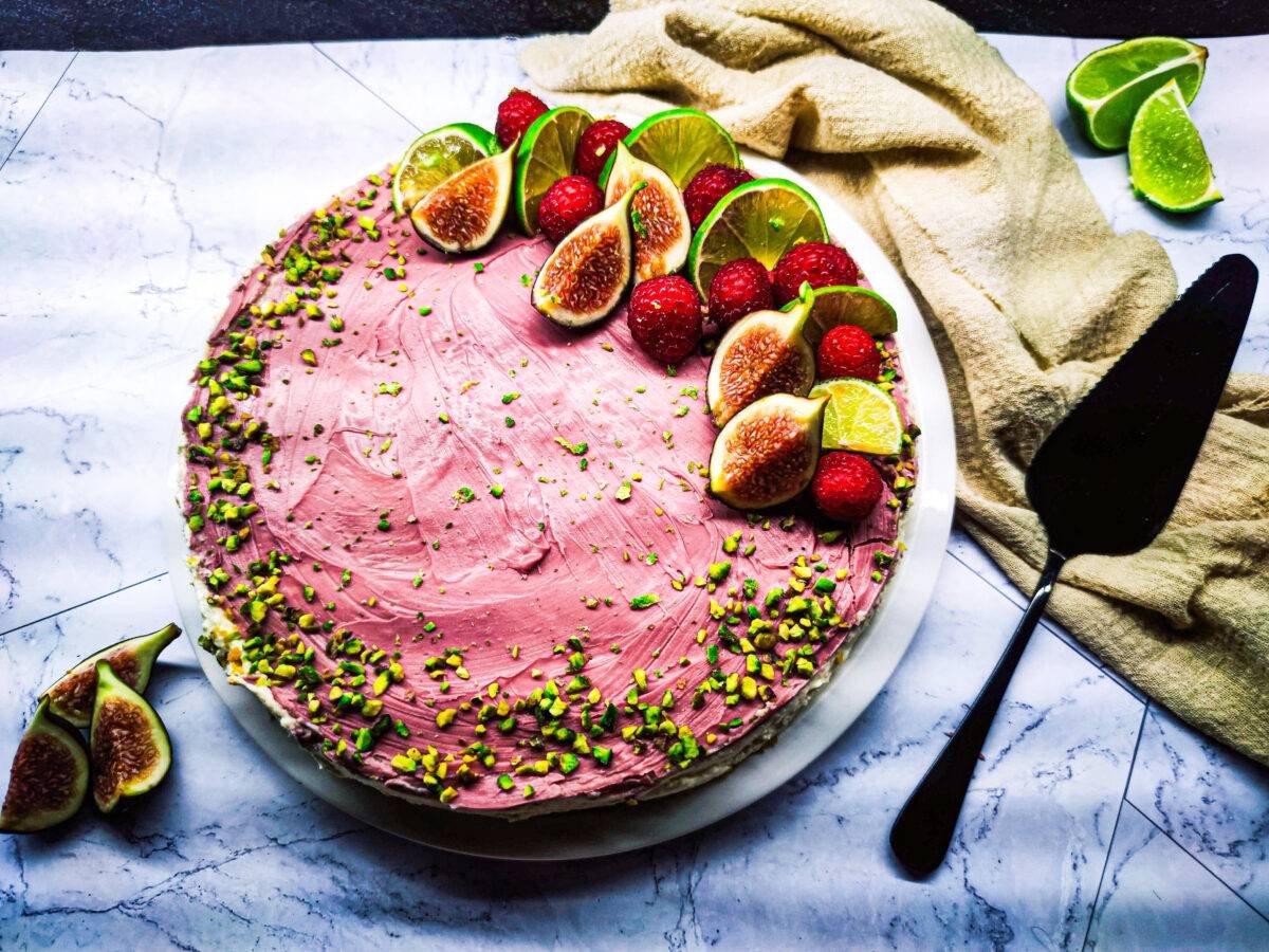 Limetkový cheesecake s malinami - Simple Fresh Delicious